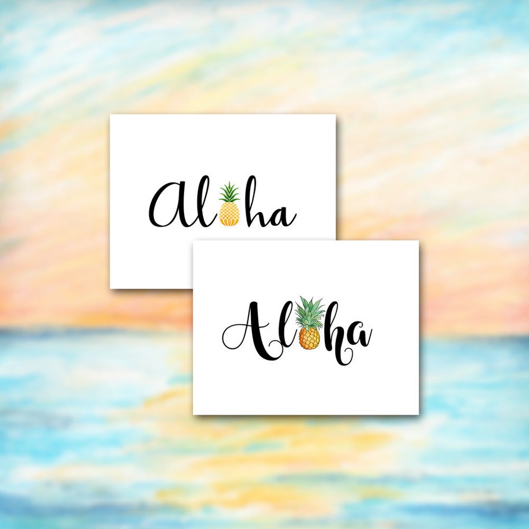 Aloha Note Cards / Pineapple / Personalized / Tropical Hawaiian ...
