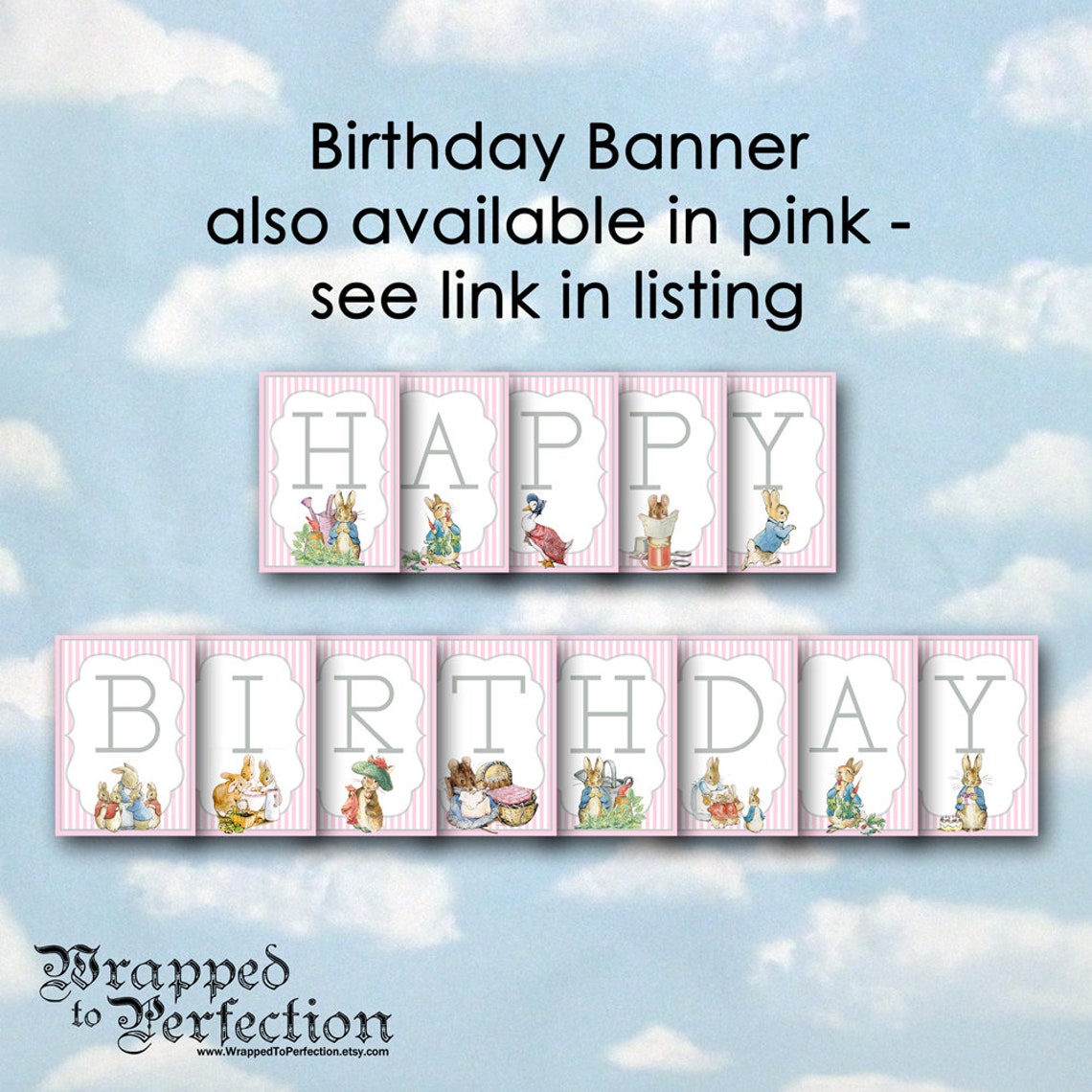 Peter Rabbit Happy Birthday Banner / DIY YOU PRINT Party | Etsy