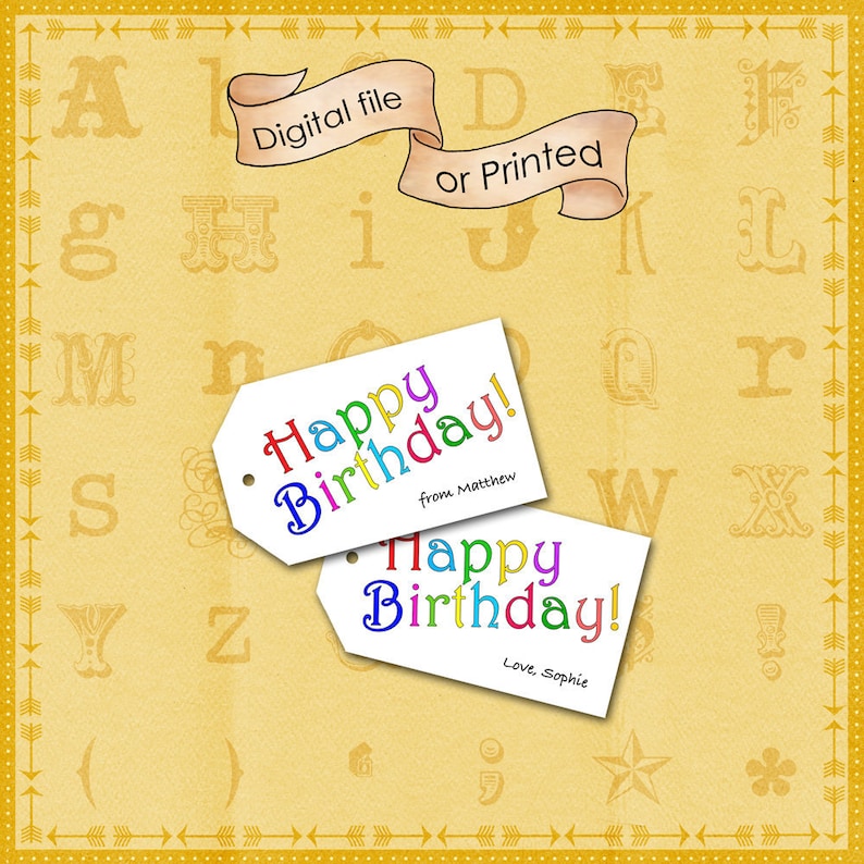 Personalized Birthday Tags Digital File or Printed Extra - Etsy