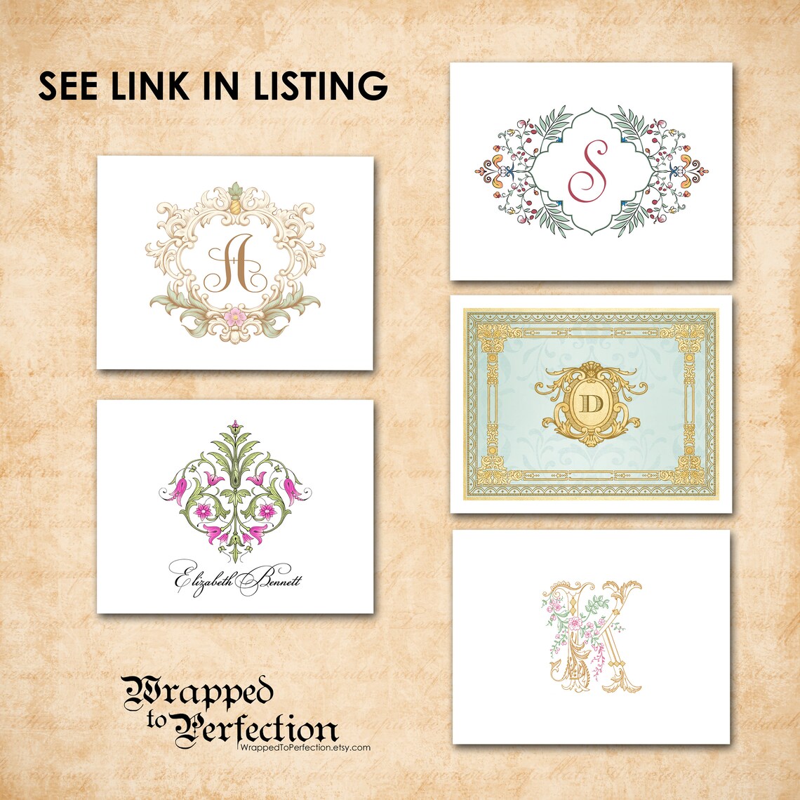 Victorian Note Cards Personalized Stationery Horizontal or - Etsy
