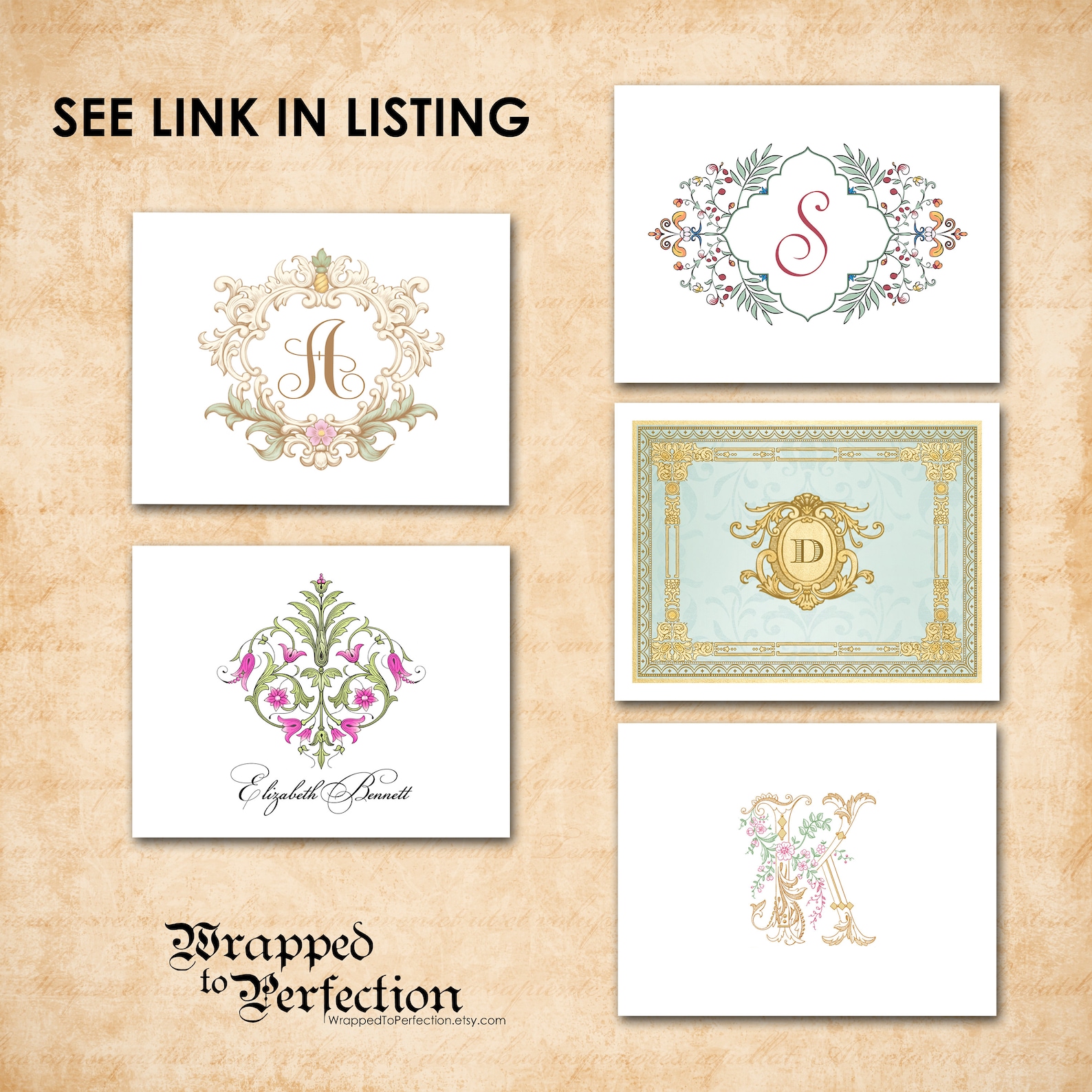 Victorian Note Cards Personalized Stationery Horizontal or - Etsy