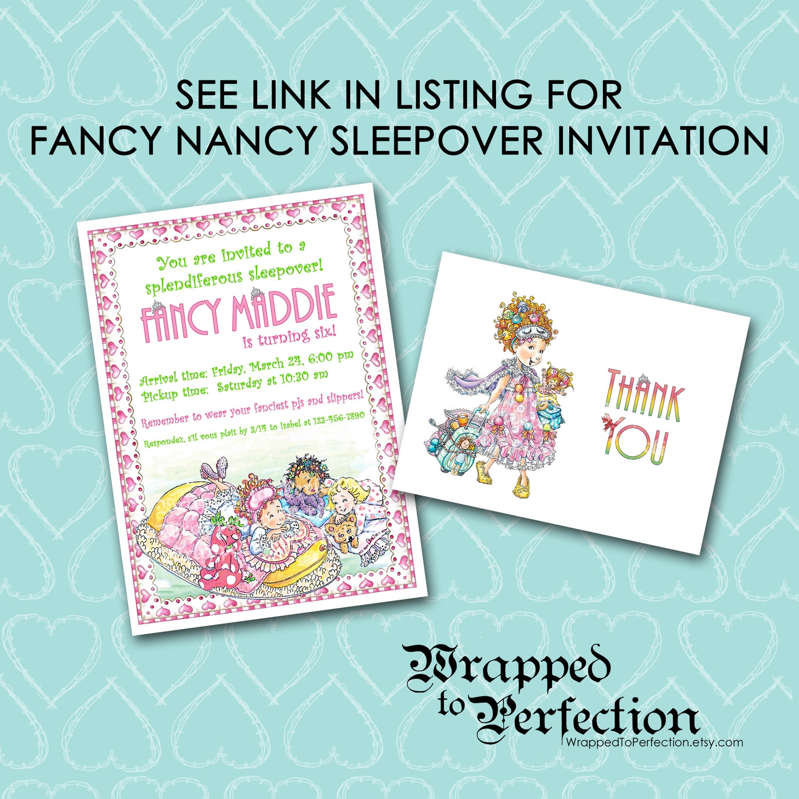 Fancy Nancy Thank You Cards / Merci Beaucoup / Set of 10 Cards - Etsy