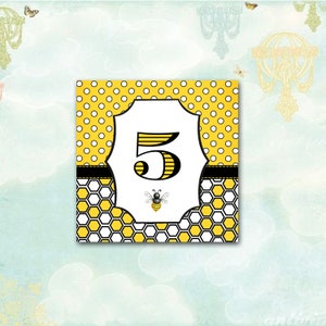 Bee Table Numbers / Honey Bee Queen Bee /Black Yellow White | Etsy