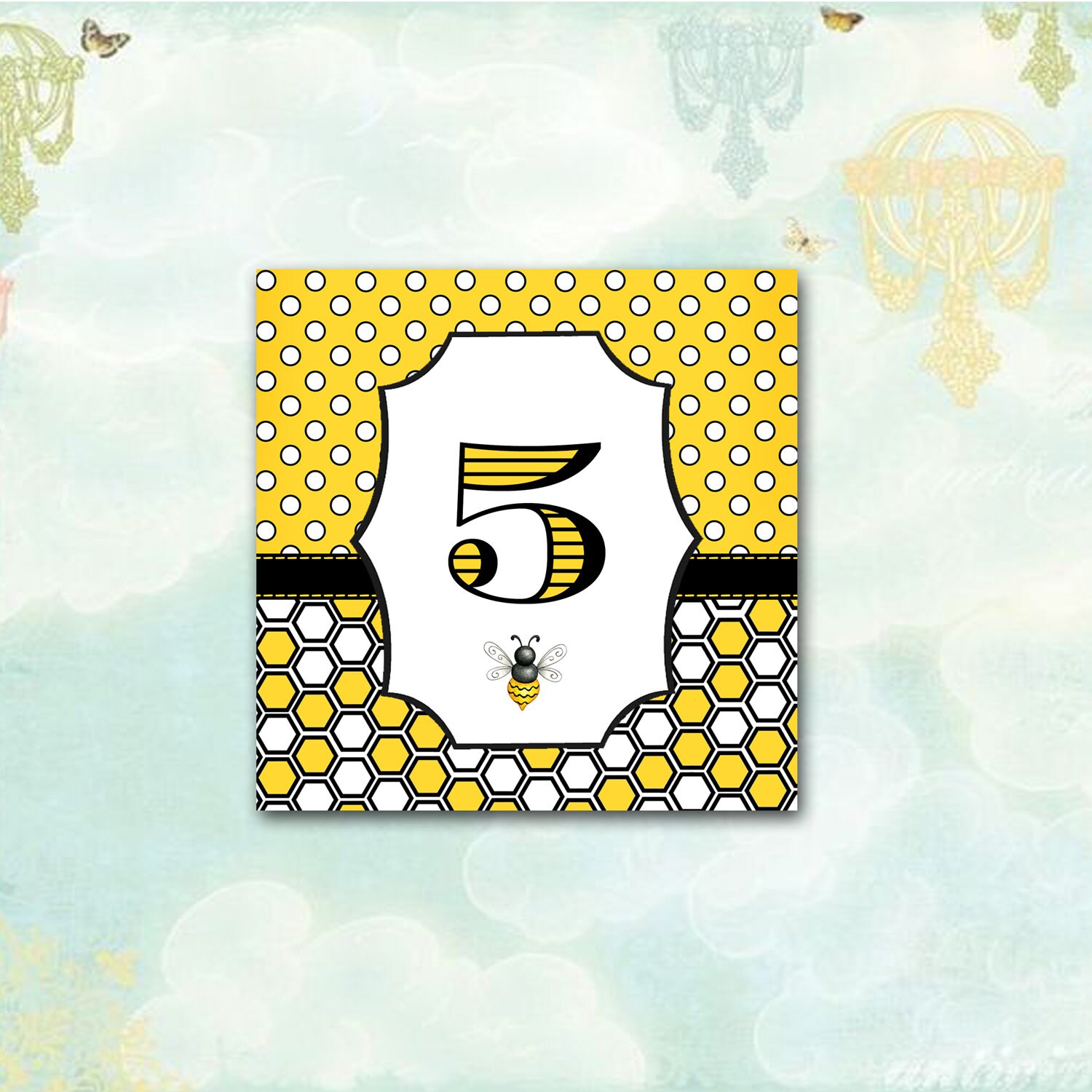 Bee Table Numbers / Honey Bee Queen Bee /Black Yellow White | Etsy