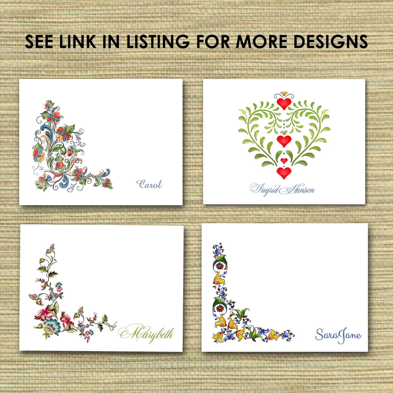 Rosemale Heart Note Cards Set of 10 Personalized / - Etsy