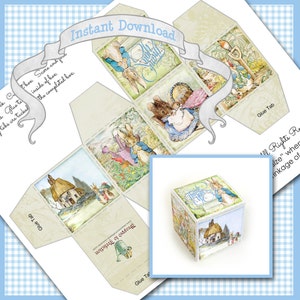 Peter Rabbit Favor Box, 2" Square Cube, Baby Shower, Birthday Party ...