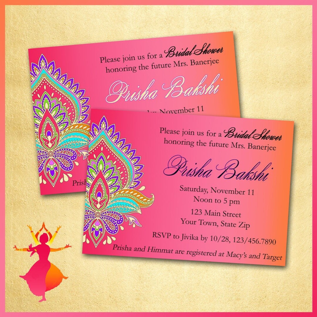 Indian Invitation / Birthday Bridal or Baby Shower Engagement ...