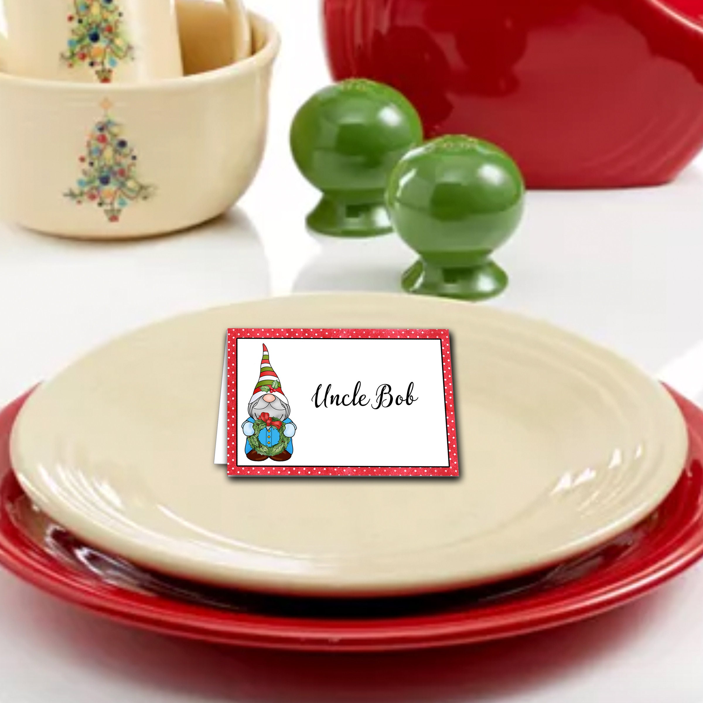 Printable Gnome Place Cards / Blank Merry Christmas God Jul | Etsy