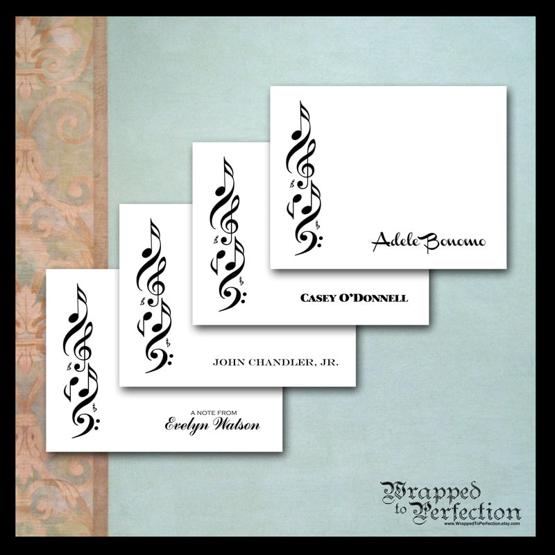 Music Note Cards / Personalized Stationery 10 Music Notecards - Etsy