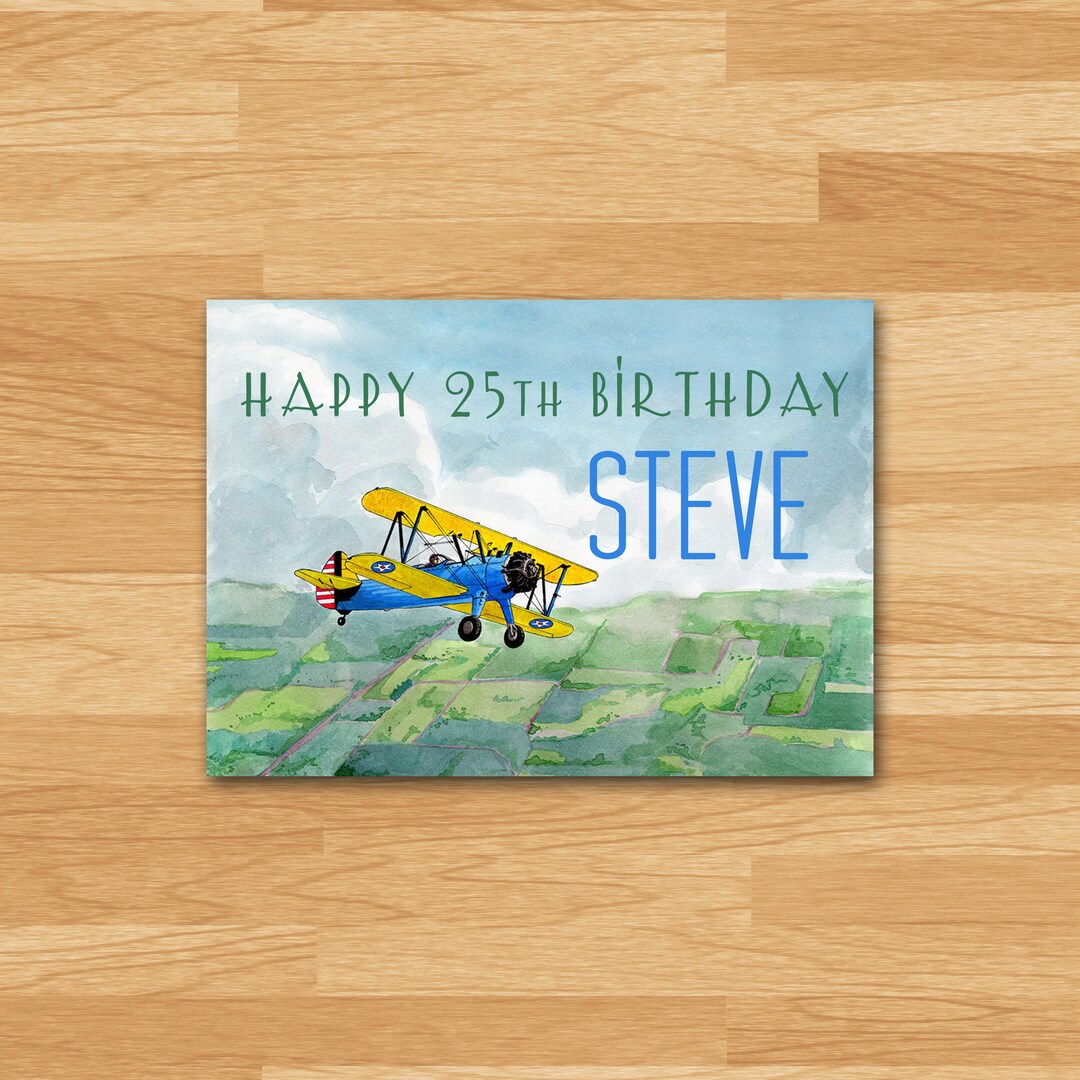 Personalized Airplane Birthday Card, 5"x7", Milestone ANY AGE Greeting ...