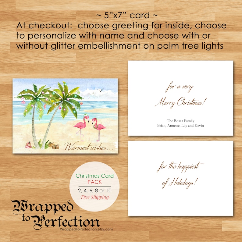 Tropical Christmas Card 5x7 Palm Trees - Etsy