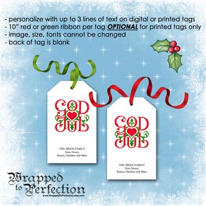 God Jul Personalized Tags, Large 3"x5" Gift Tag, Scandinavian Nordic ...