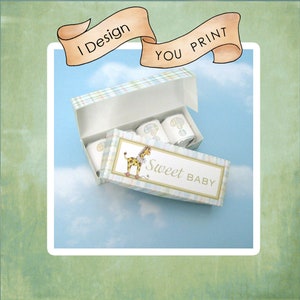 Baby Boy Favor Box / Blue & Beige Alphabet Block / Baby Shower, Sip and ...