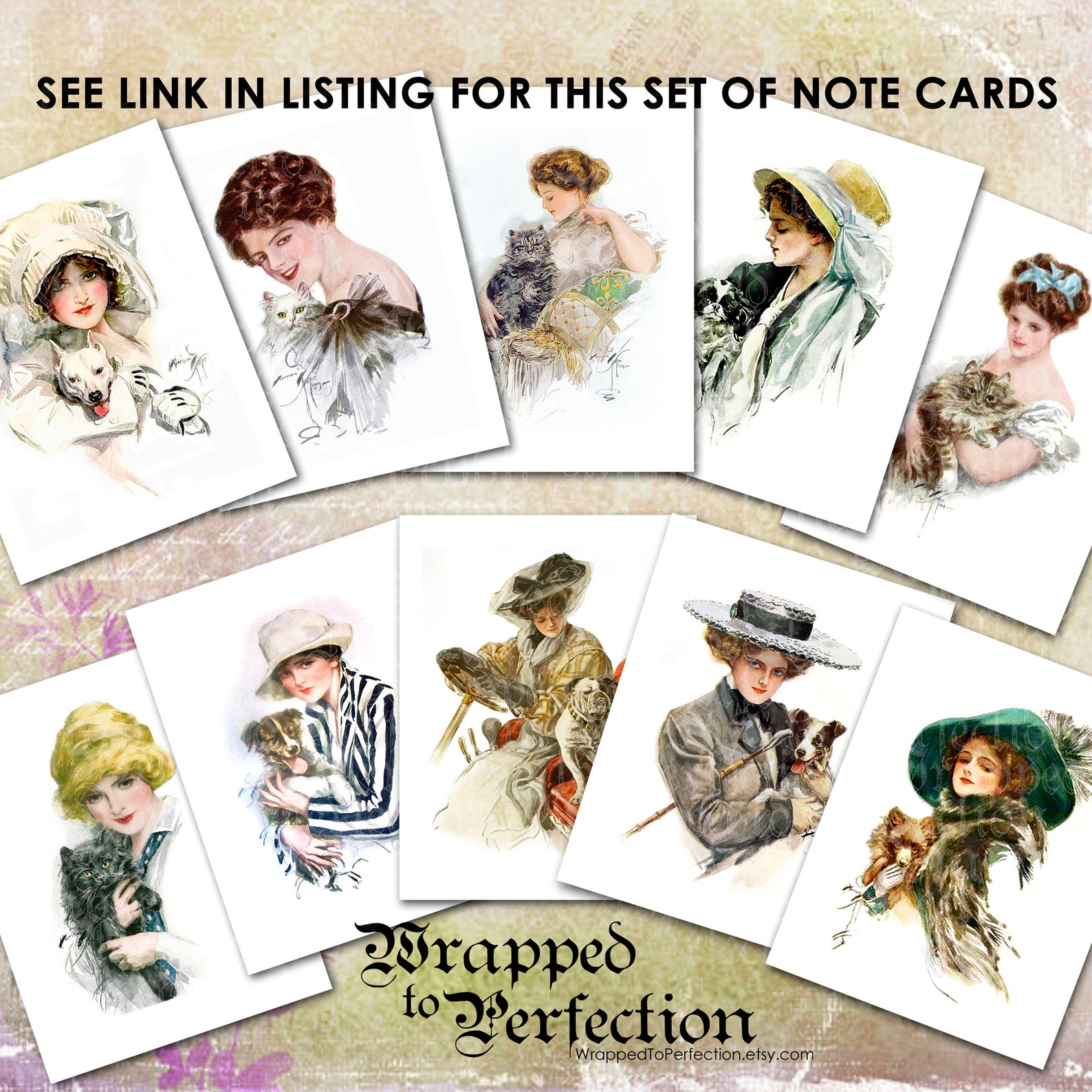 Victorian Ladies Note Cards / American Beauties 10 Notecards / - Etsy