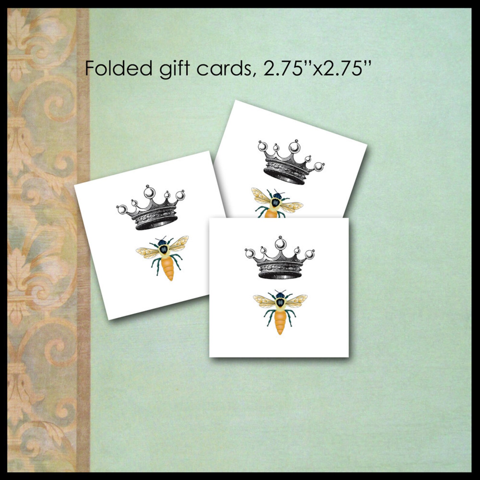 Napoleonic Bee Note Cards Queen Bee Crown Ornate Wreath - Etsy