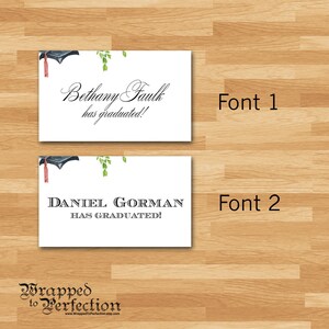 Graduation Invitation / Watercolor Laurel Leaves & Grad Cap / Custom ...