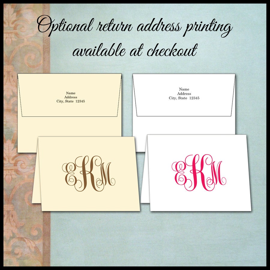 Monogram Note Cards / Three Initial Stationery Ivory & Cocoa - Etsy