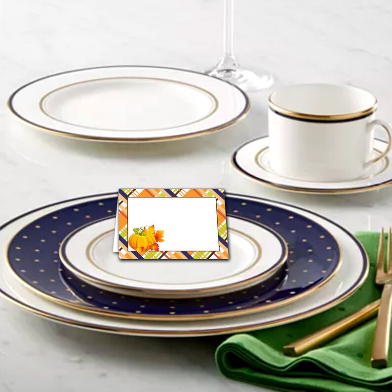 Thanksgiving Place Cards, Dinner Seating Cards, Pumpkins Autumn Fall ...
