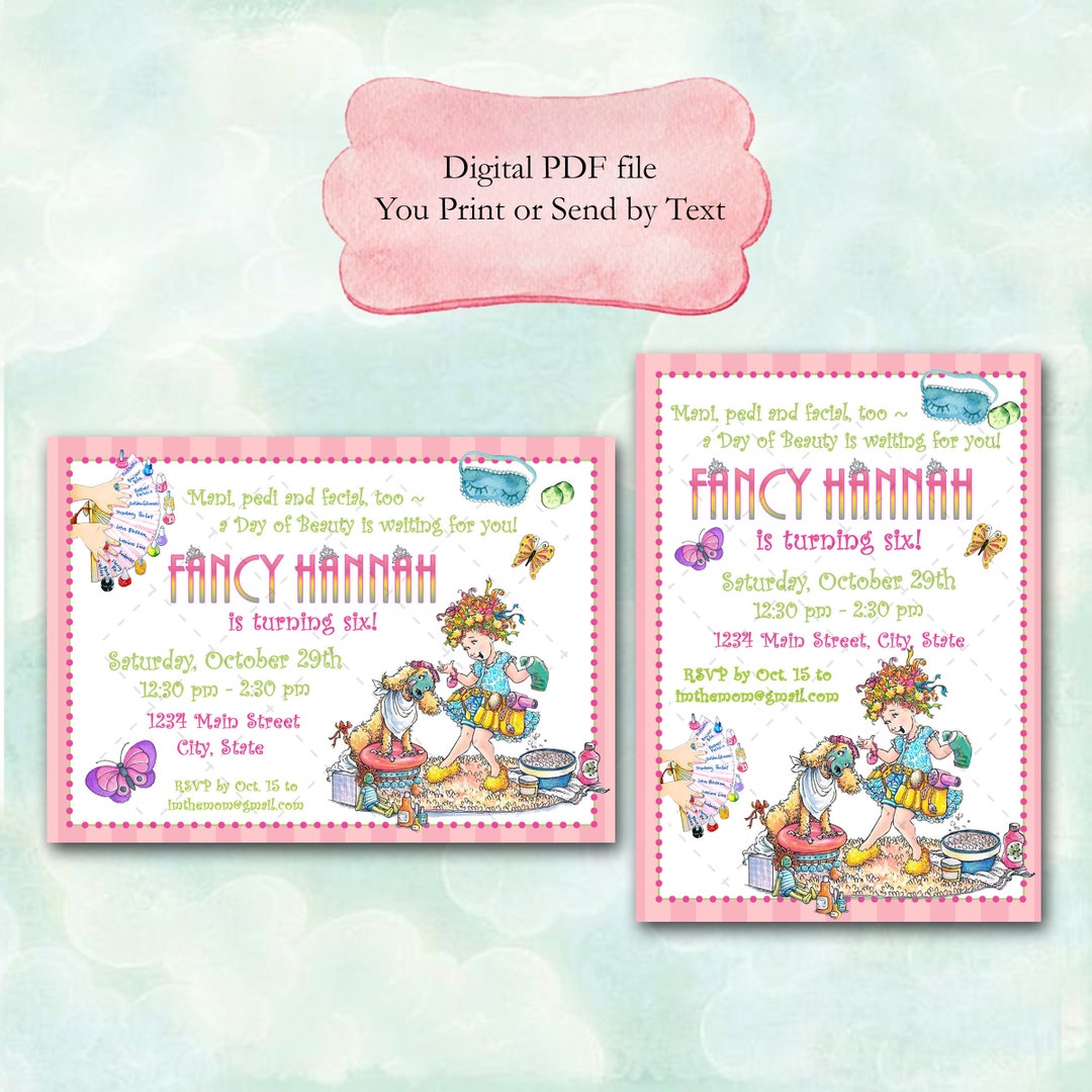 Fancy Nancy Spa Birthday Invitation: Fuchsia & Green (digital PDF) - Etsy