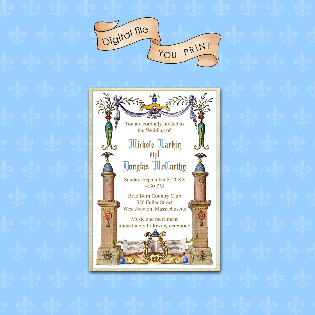 Medieval Invitation, RSVP, Illuminated Designs, 5x7 Personalized, I ...