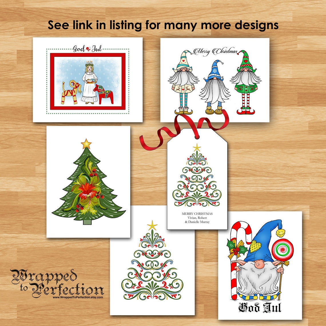 God Jul Personalized Tags, Large 3"x5" Gift Tag, Scandinavian Nordic ...