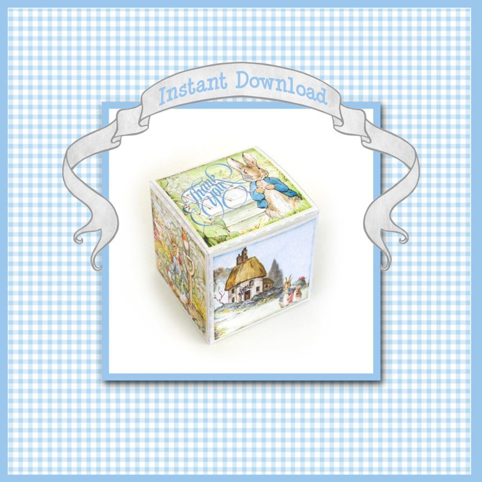 Peter Rabbit Favor Box, 2" Square Cube, Baby Shower, Birthday Party ...