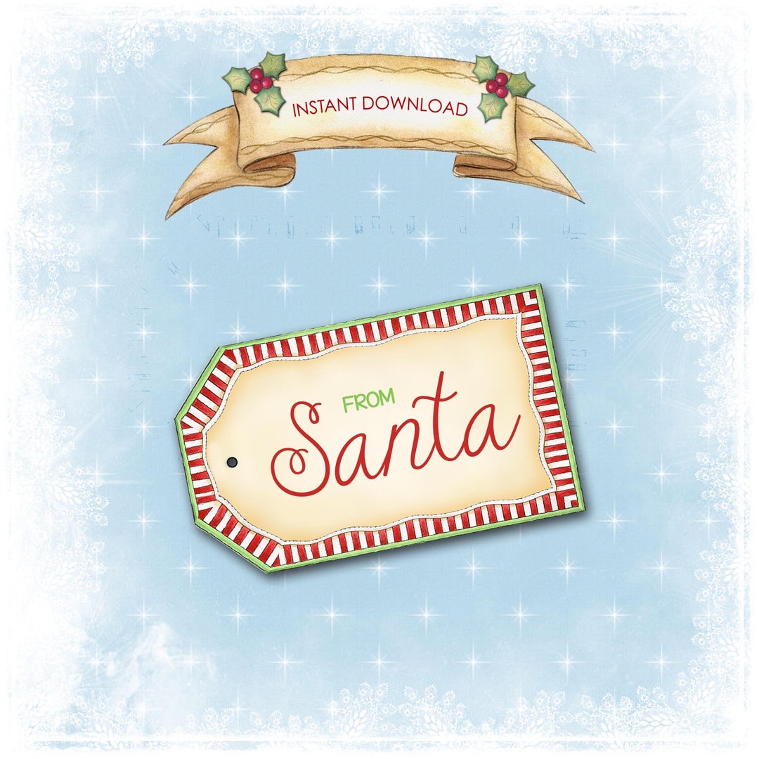 Santa Christmas Tag / From Santa Tag / Instant Download, You Print ...