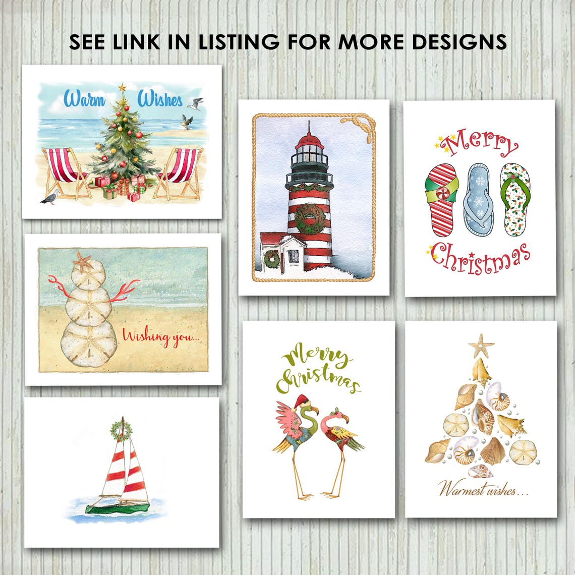Nautical Christmas Cards: Sailboat With Wreath, Coastal Holiday ...