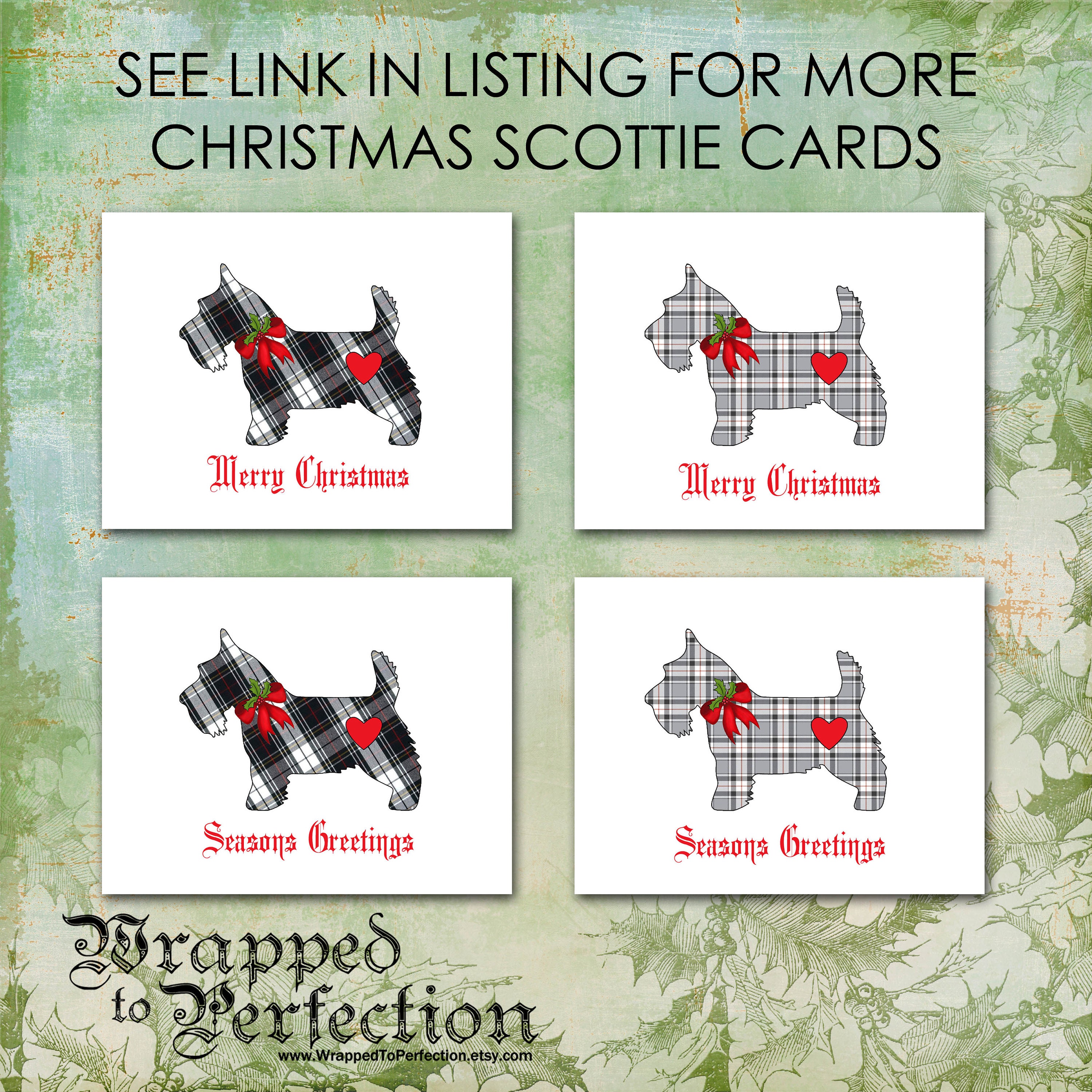 Art Deco Christmas Cards: Scottie Dog, Vintage Holiday Greetings - Etsy