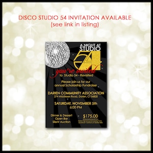 Disco Studio 54 Invitation / 1970s Celebrities / Mirror Ball / Theme ...