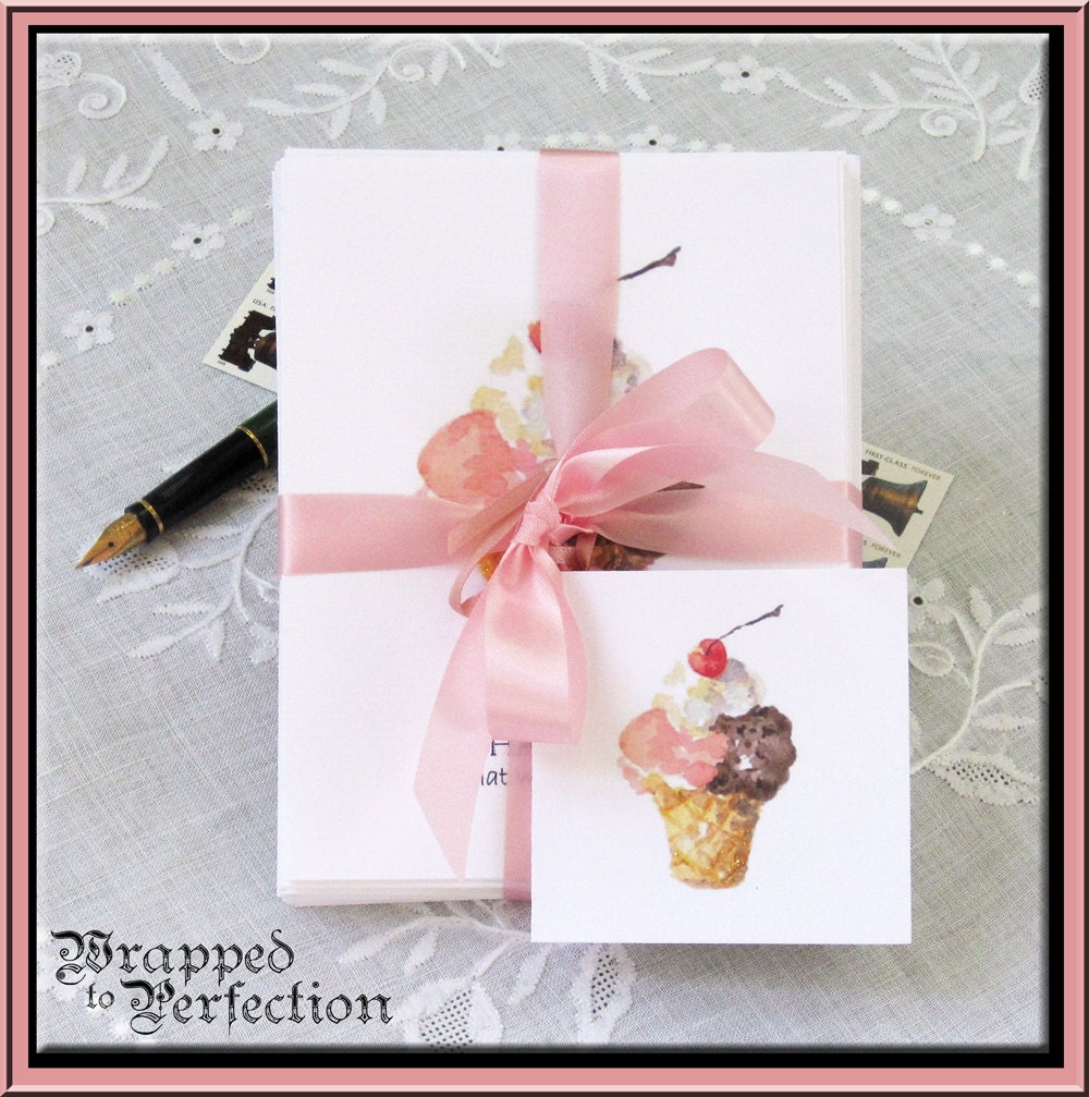 Ice Cream Cone Thank You Cards 10 Notecards Sweet Treat Etsy