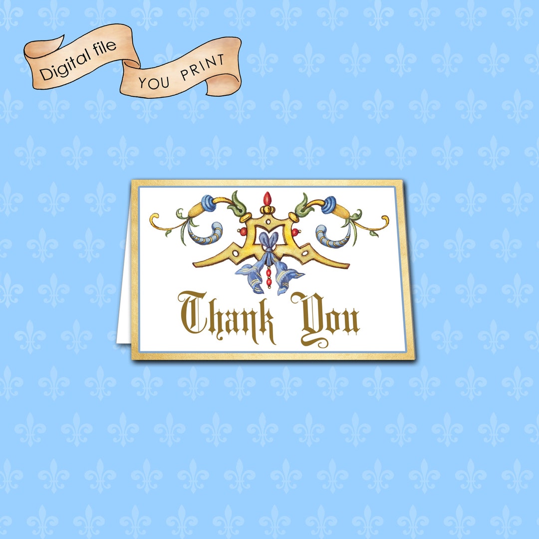 Medieval Thank You Card: Renaissance Gothic Design (digital PDF File ...