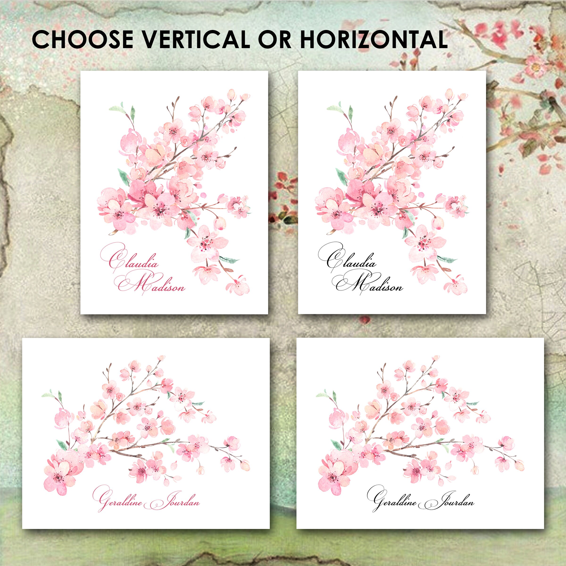 Cherry Blossoms Note Cards Personalized Set of 10 / Sakura | Etsy