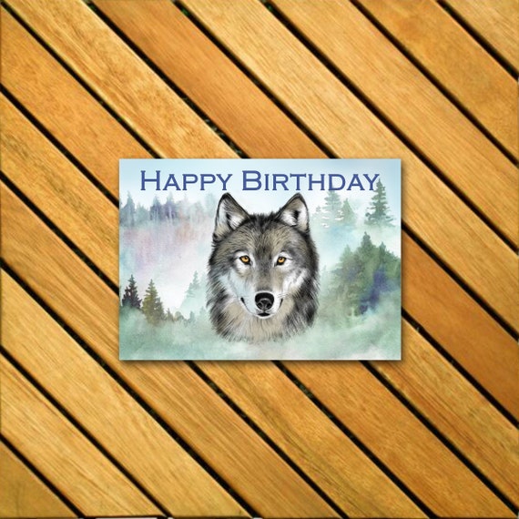 Wolf Birthday Card / 5x7 Masculine Greeting Card / - Etsy