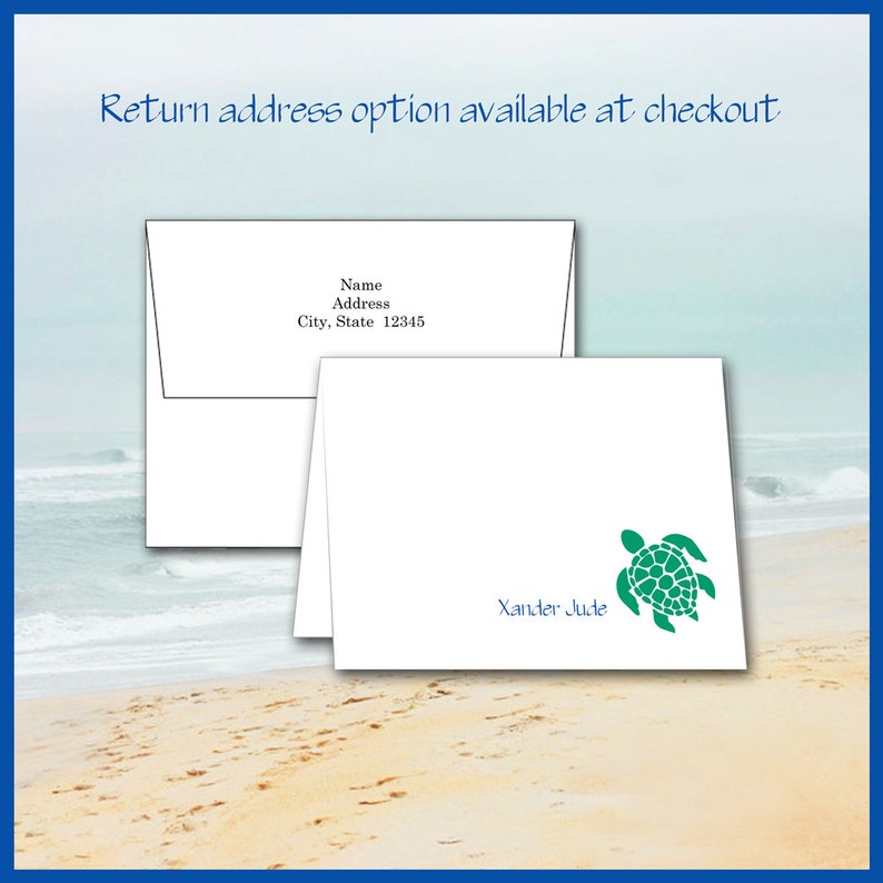 Sea Turtle Note Cards / Personalized Stationery Set of 10 / - Etsy