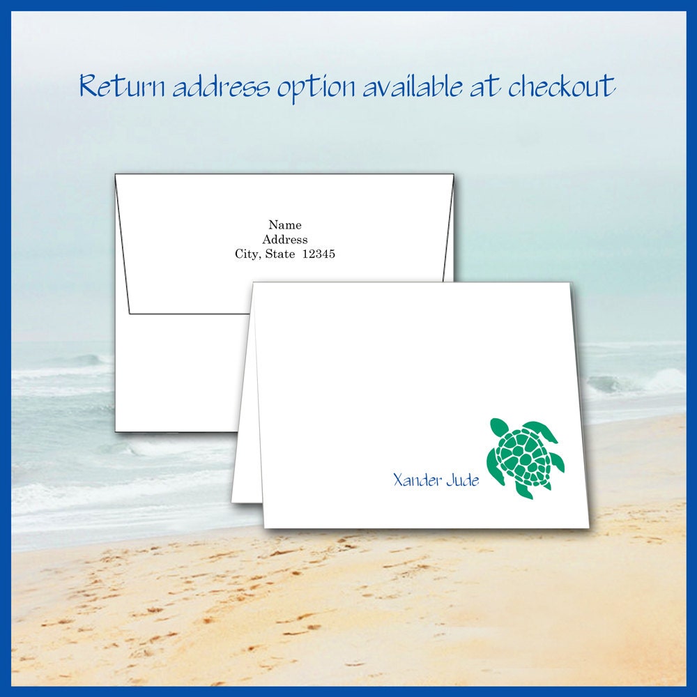 Sea Turtle Note Cards / Personalized Stationery Set of 10 / - Etsy