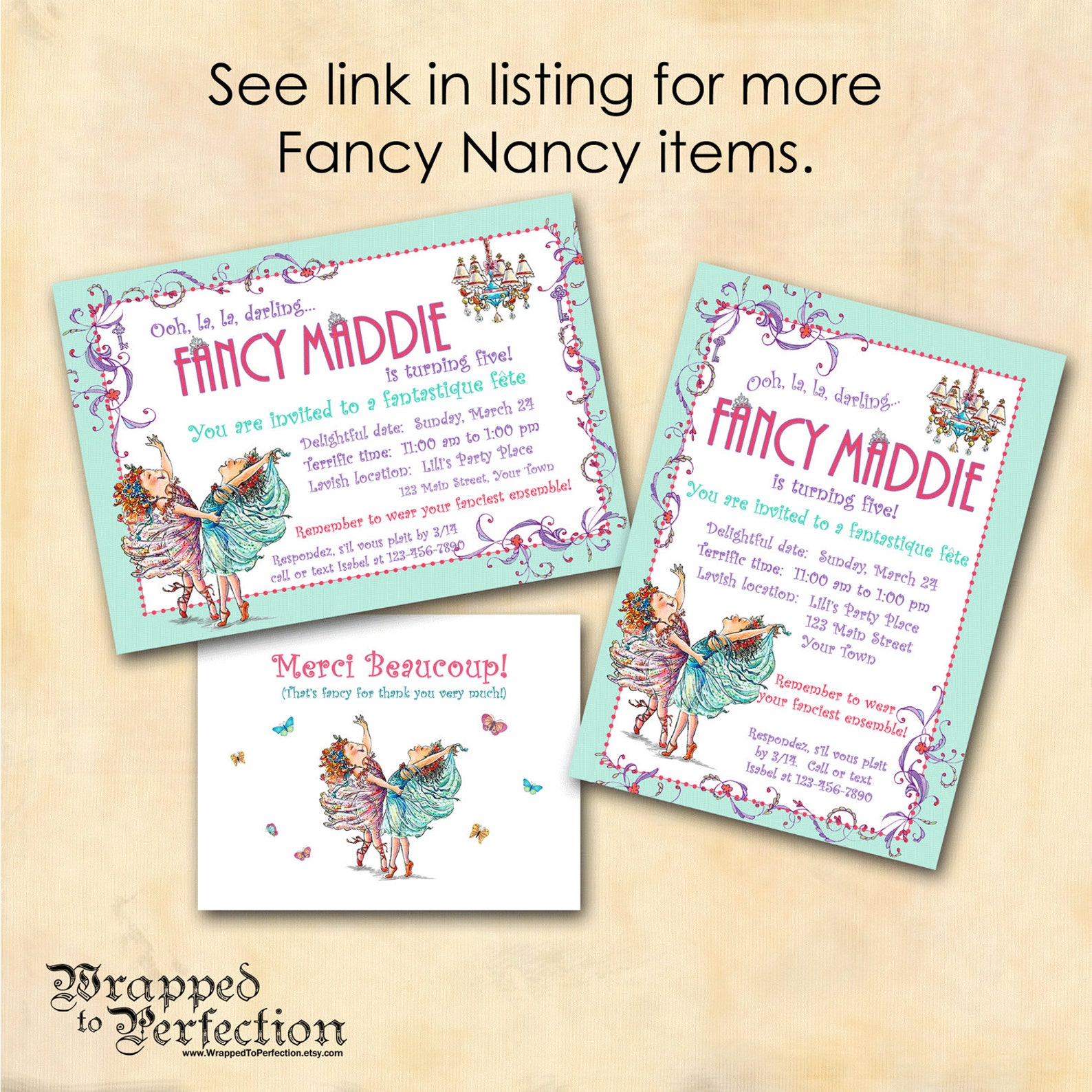Printable Fancy Nancy Pool Party Invitation 5x7 - Etsy