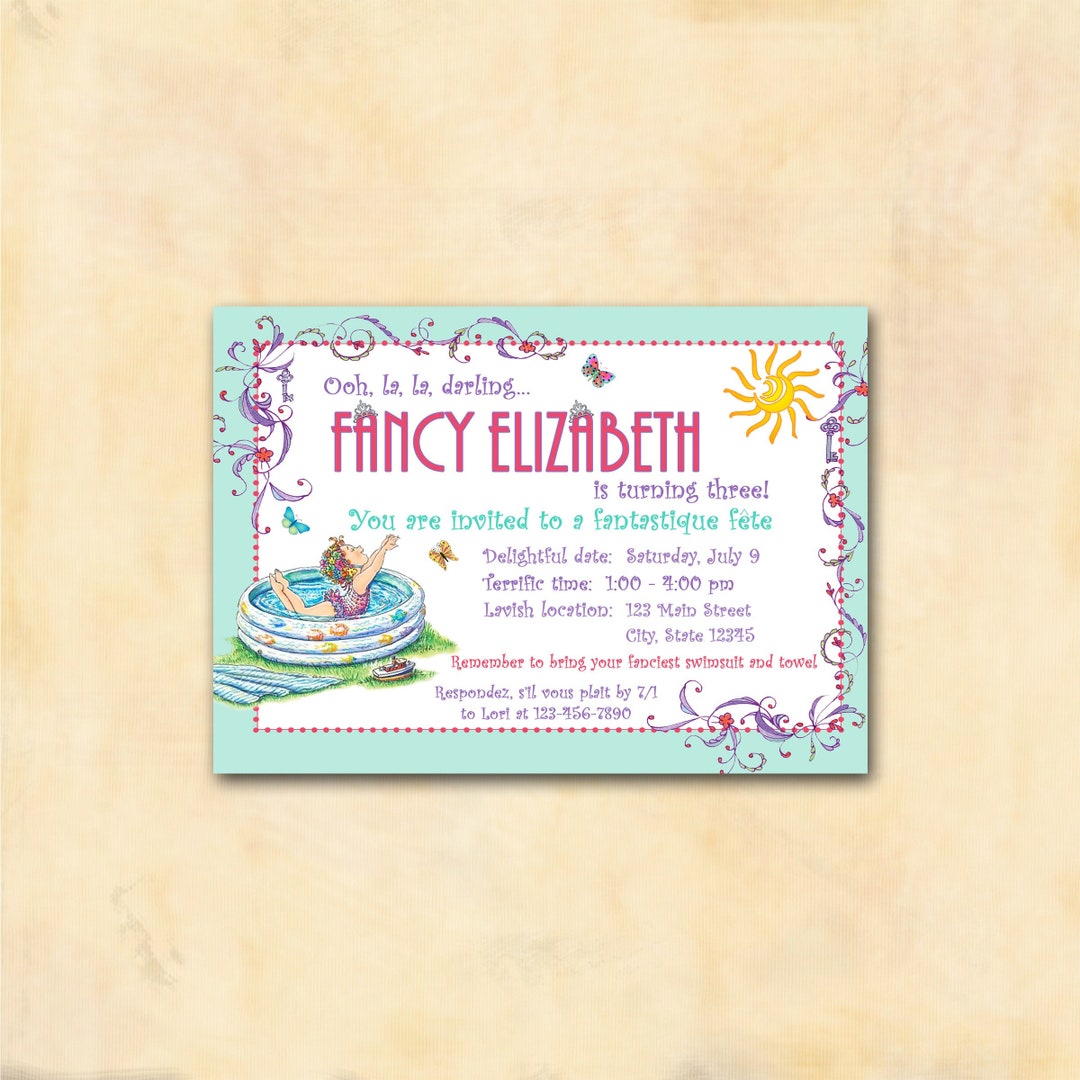 Printable Fancy Nancy Pool Party Invitation: Birthday Soirée (digital ...
