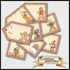 Printable Gingerbread Man Xmas Gift Tags / Gingerbread Boys & - Etsy
