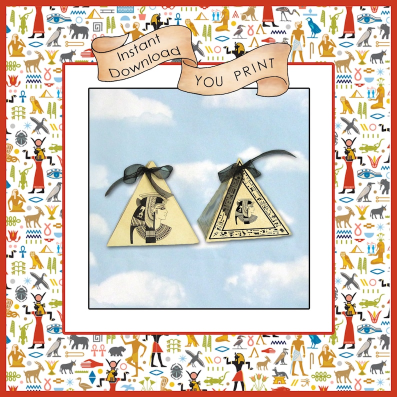 Egyptian Pyramid Favor Box: Gold & Black, DIY Printable (instant ...