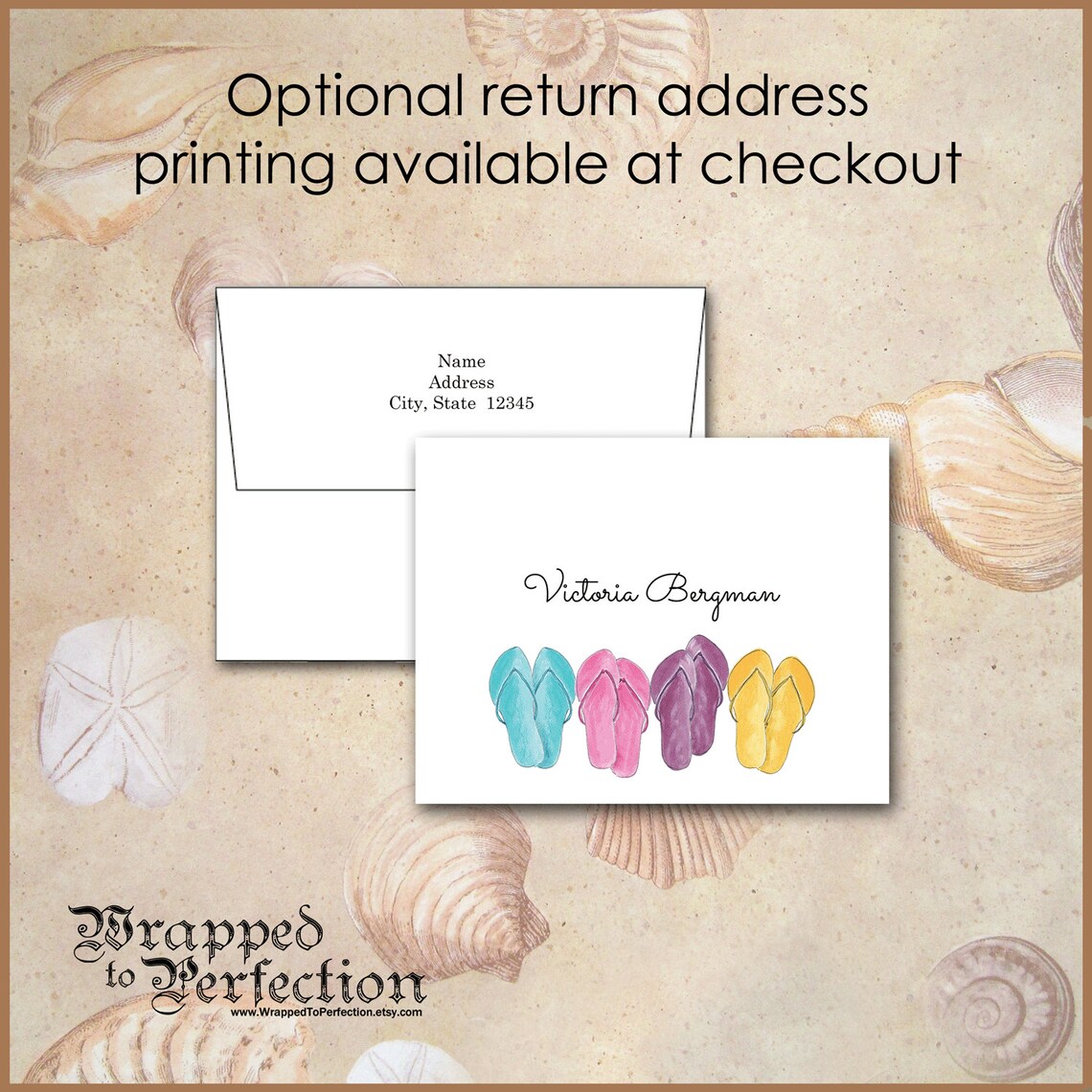 Flip Flop Note Cards / Flip Flop Stationery / Personalized / | Etsy