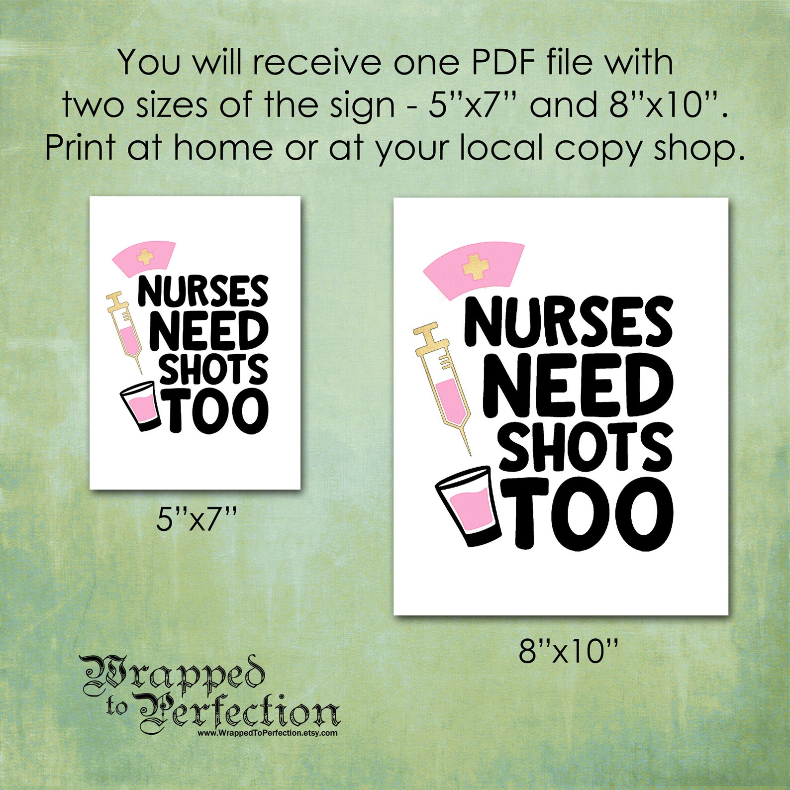 Nurses Need Shots Too Party Sign: Pink, Black, Gold (PDF Files) - Etsy