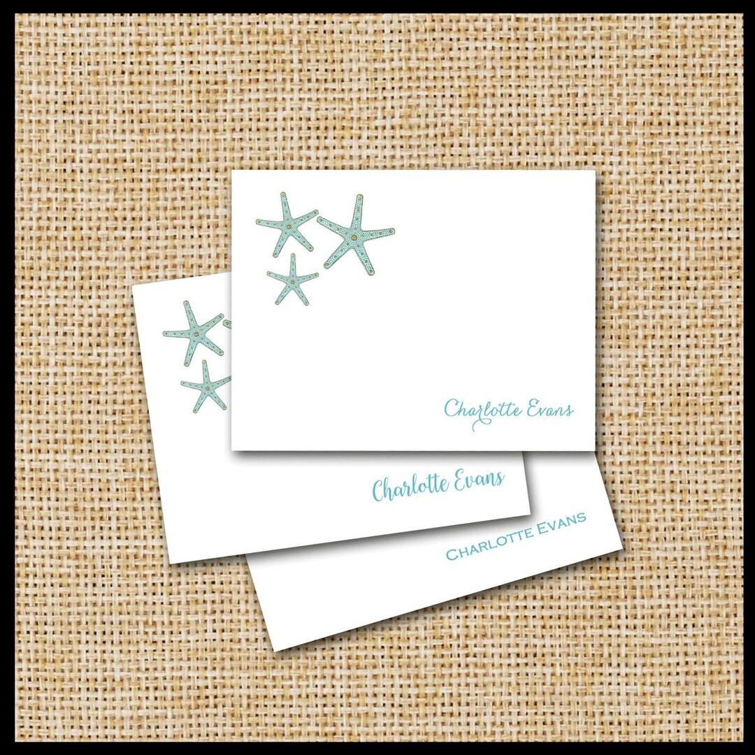 Starfish Note Cards: Personalized Beach Stationery, Set of 10 - Etsy