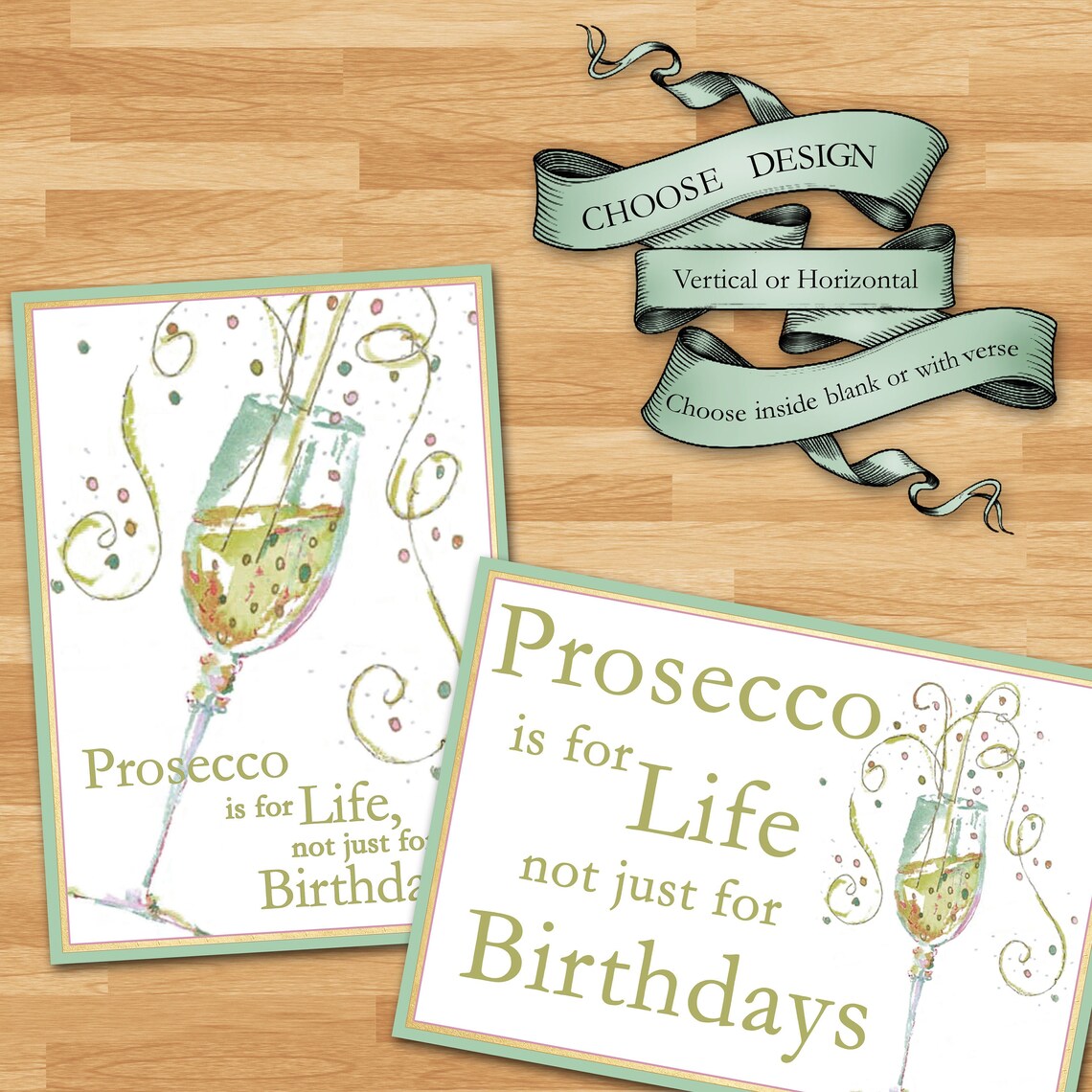 Prosecco Birthday Card / Champagne, Bubbly / Custom Greeting Card / 5 ...