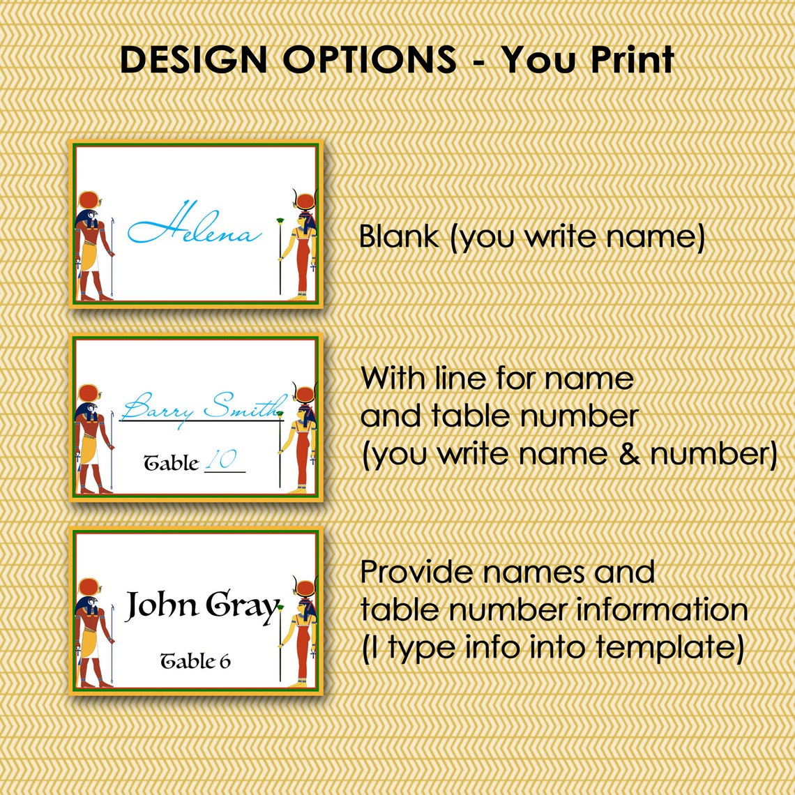 Egyptian Place Cards / God Ra Goddess Hathor / Seating Card | Etsy