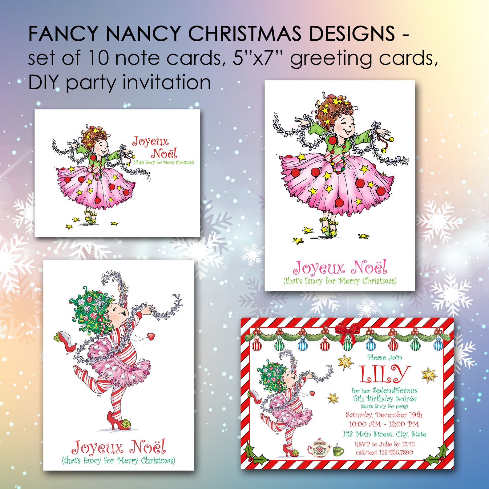 Fancy Nancy Thank You Cards / Merci Beaucoup / Set of 10 Cards | Etsy