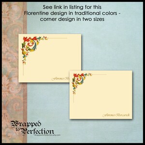 Florentine Note Cards / 10 Cards, Ivory or White, Personalized Italian ...