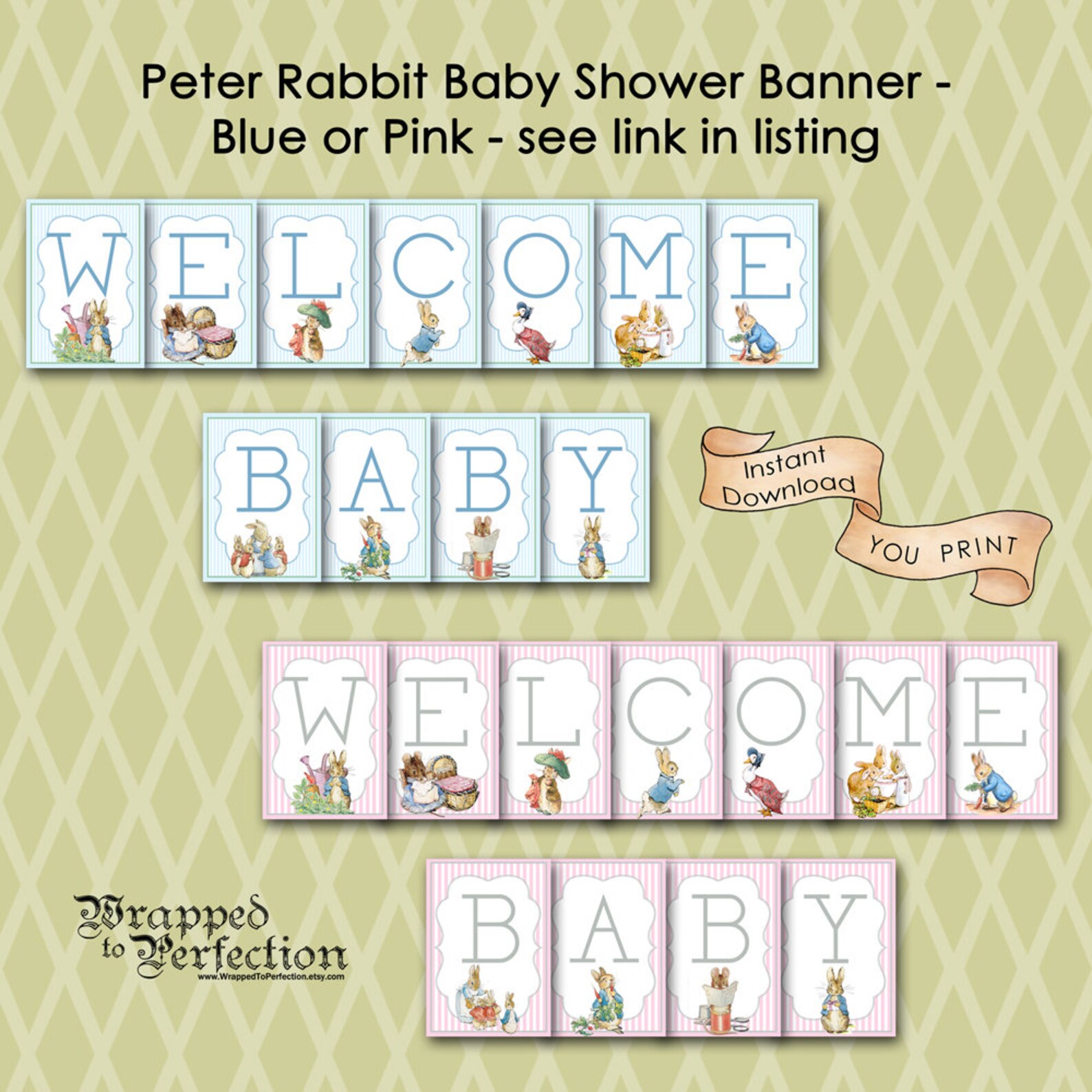 Baby Shower Games / PETER RABBIT / Bunny / Word Search, Bingo, Nursery ...