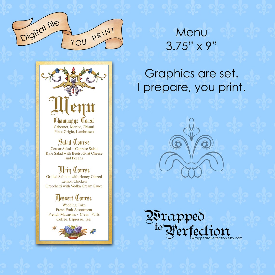 Renaissance Menu / Printable 3.75x9 / Medieval - Etsy