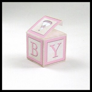 Baby Girl Favor Box / Pink & Beige Alphabet Block / Baby Shower, Sip ...